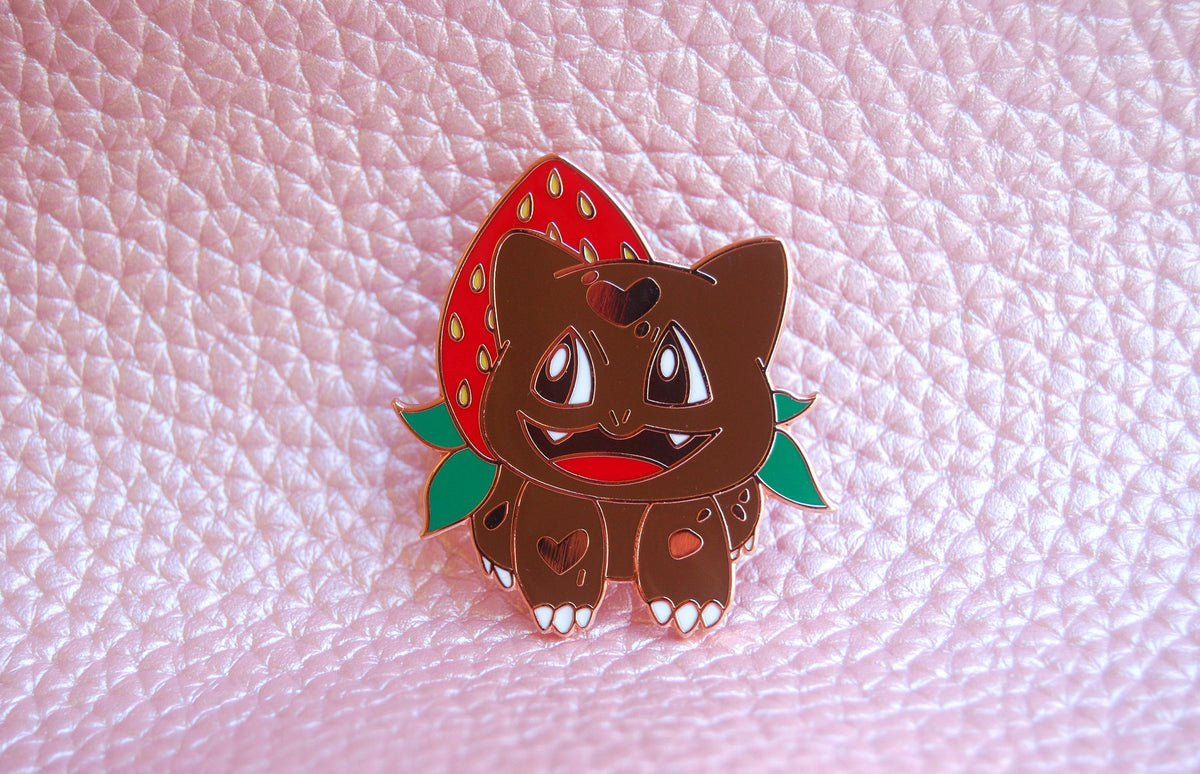 Chocolate Strawberry Bulbasaur Enamel Pin – BowPeeps